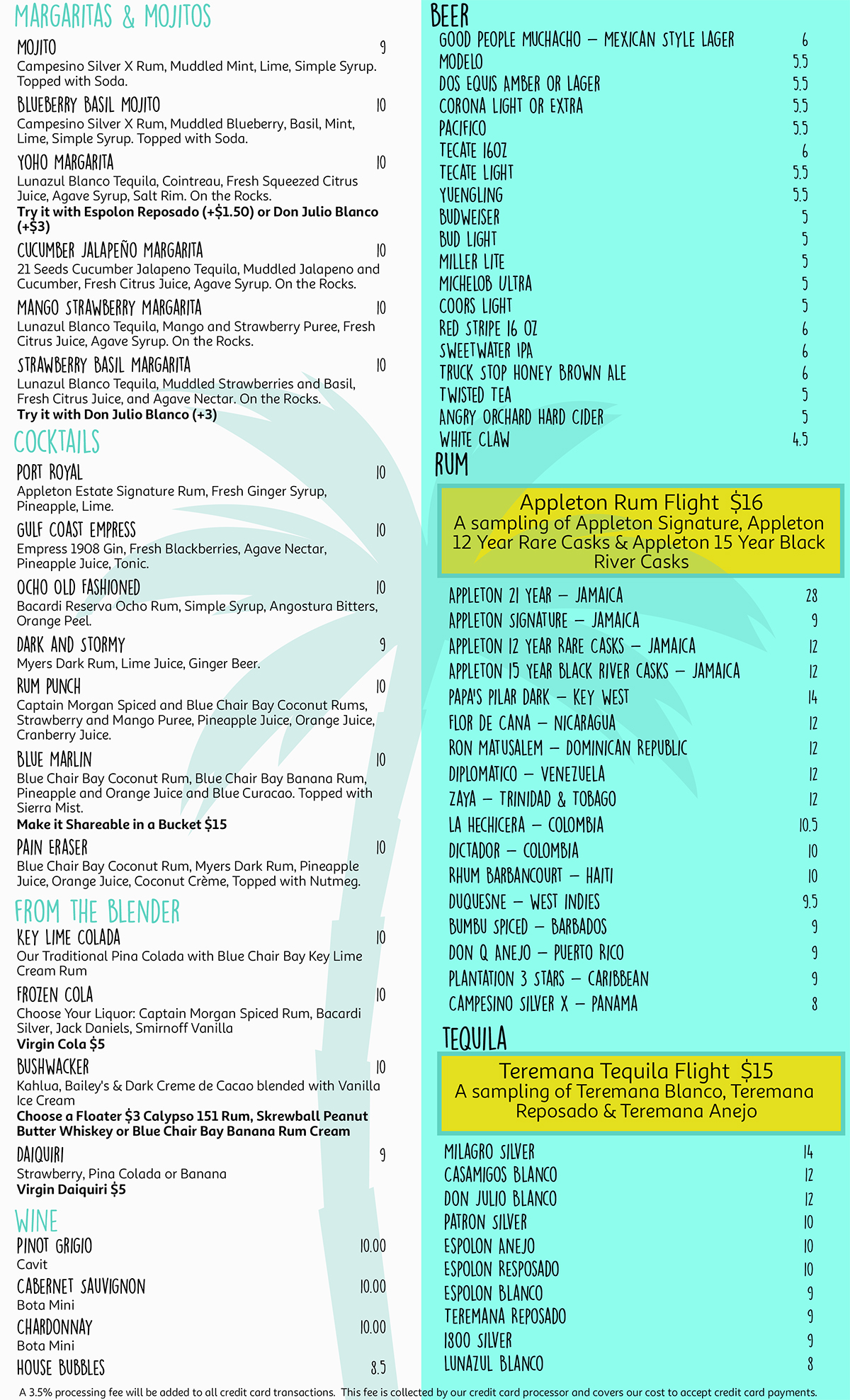 Drinks Menu | YoHo Rum & Tacos